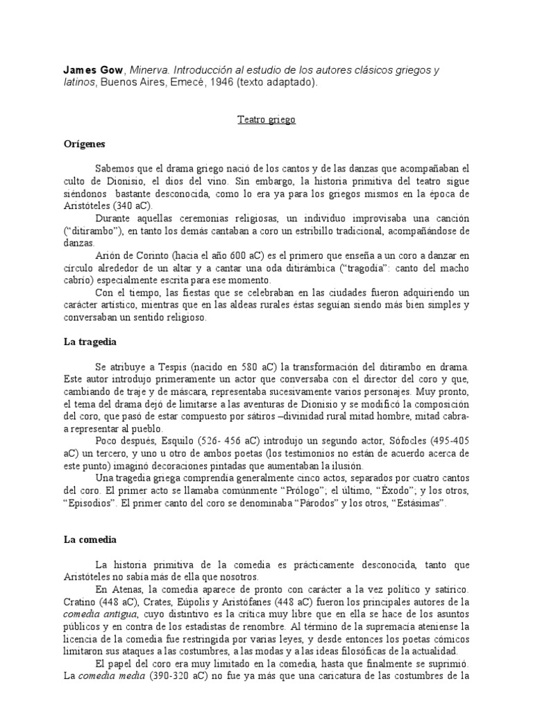 James Gow - El Teatro Clásico (Texto Adaptado) | PDF | Comedia ...