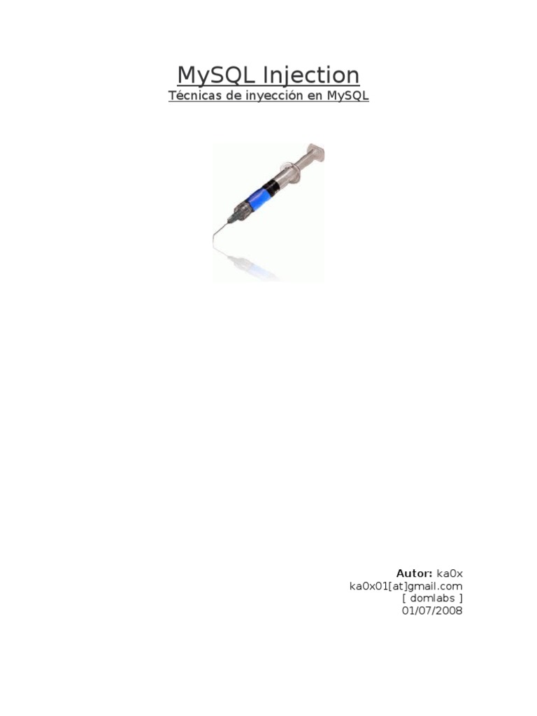 Técnicas de Inyección en MySQL | PDF | SQL | Gestión de datos