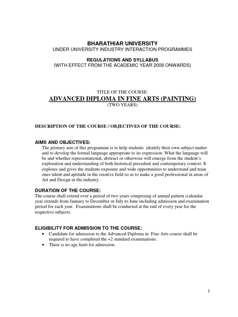 Fine Arts Syllabus | PDF | Calligraphy | Drawing