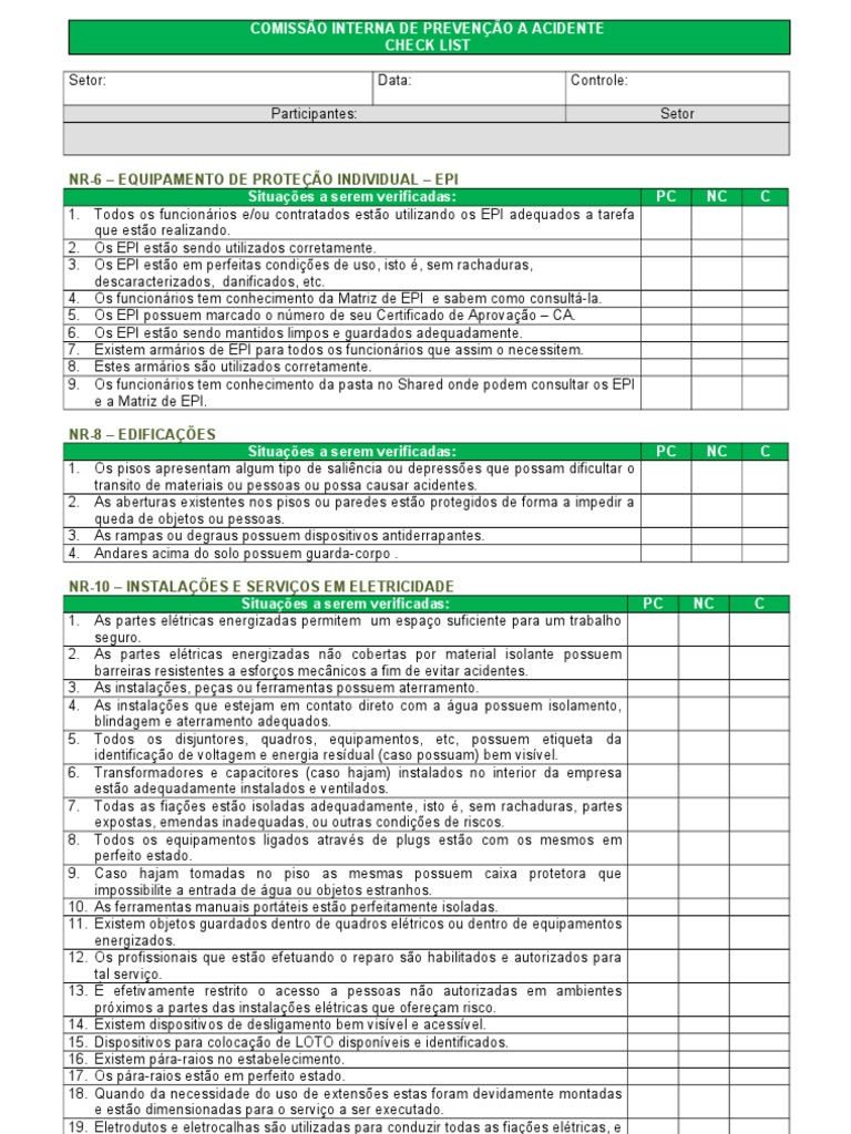 Check List Da CIPA | PDF | Energia e recurso | Science