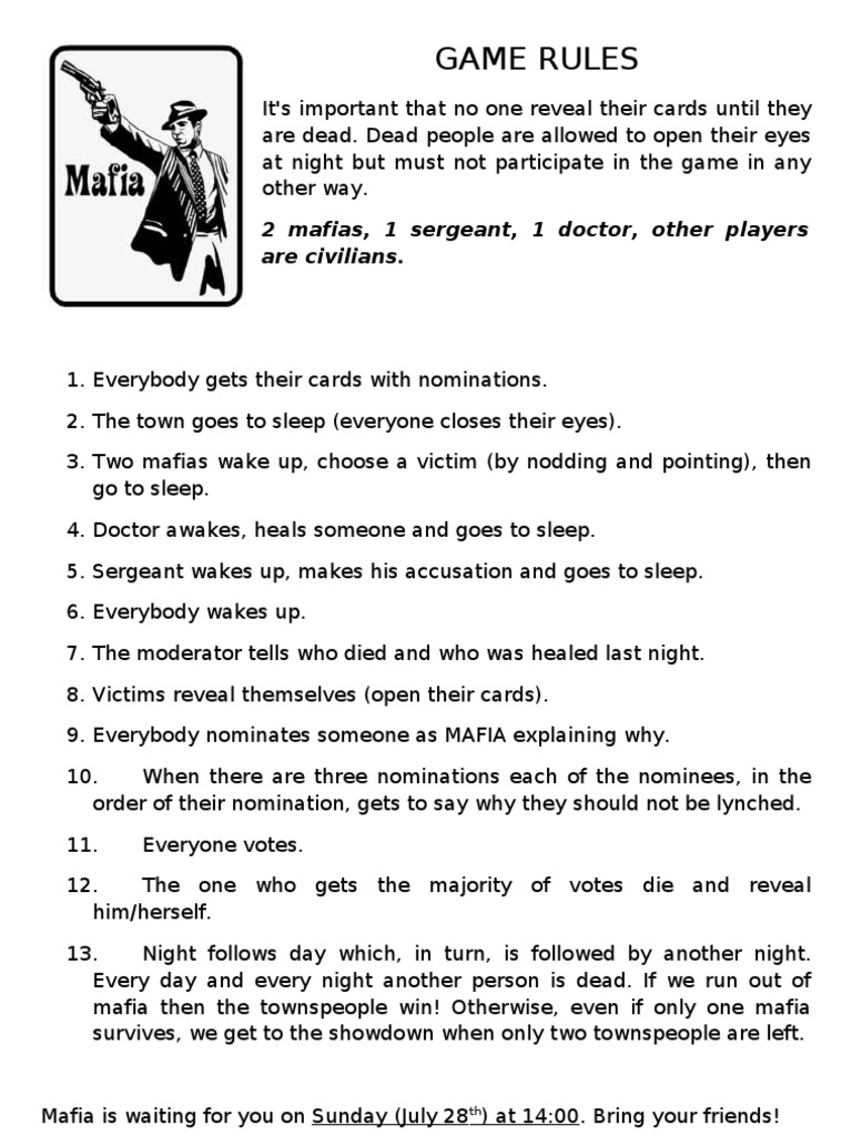 Mafia (Game Rules) | PDF