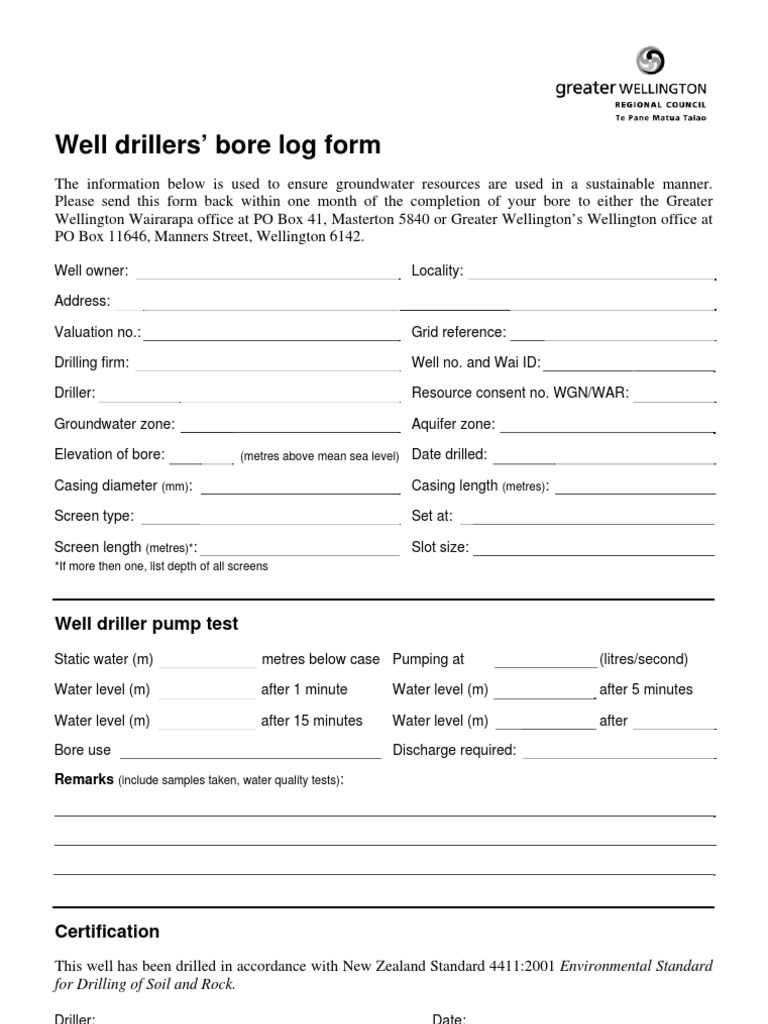 Bore Log Form | PDF