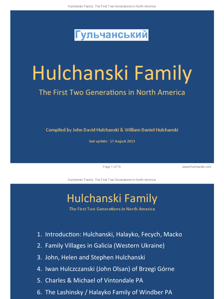 Hulchanski Family: The First Two Generations in North America | PDF ...