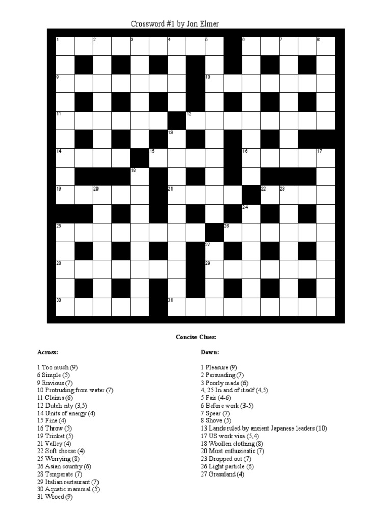 Concise Crossword | PDF | Sports & Recreation
