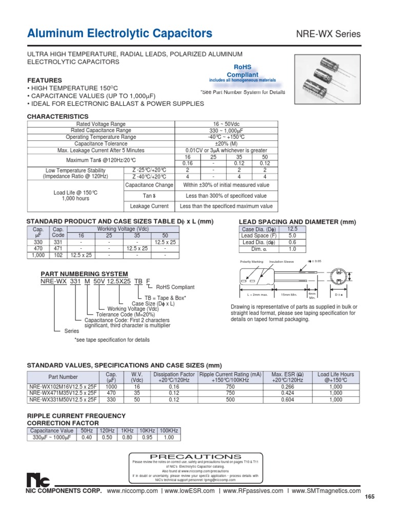 NIC Components NRE-WX Series | PDF | Capacitor | Capacitance