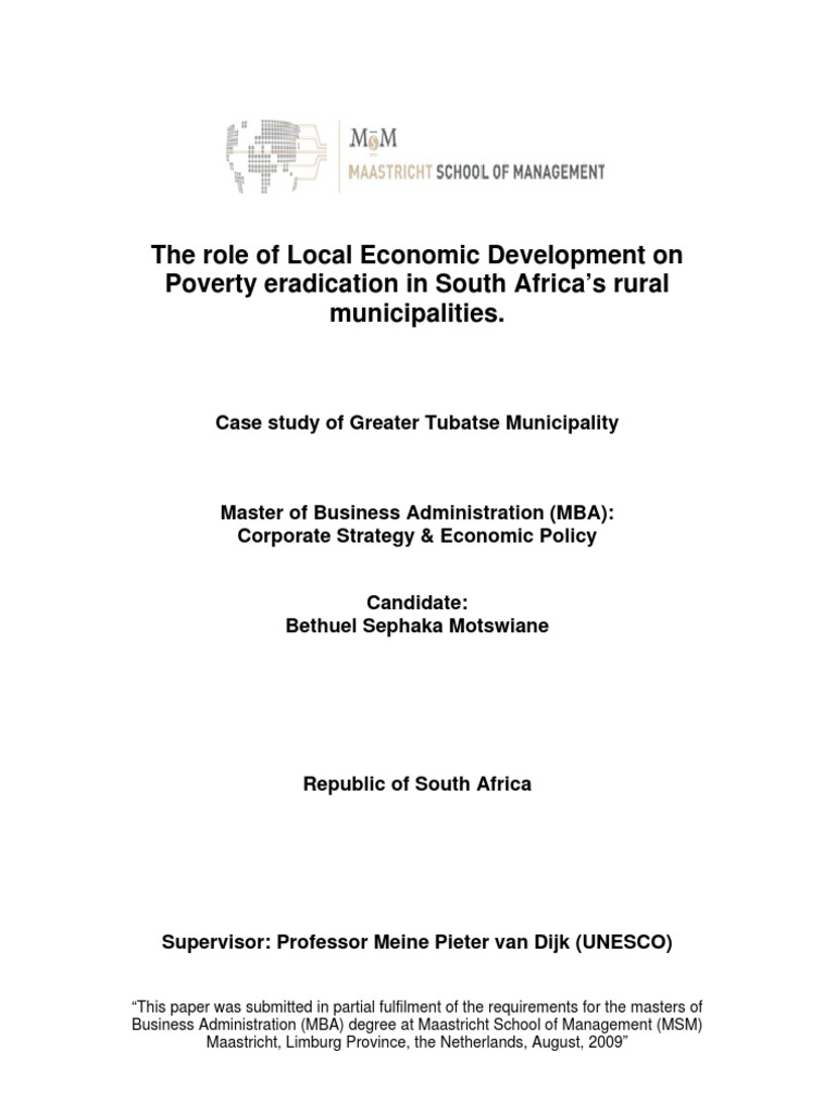 ThesisThe Role of Local Economic Development On Poverty Eradication in ... ThesisThe Role of Local Economic Development On Poverty Eradication in ...