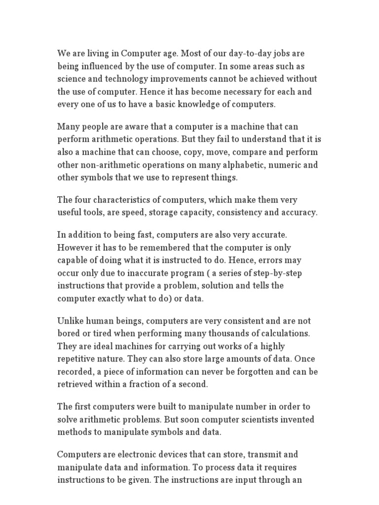 We Are Living in Computer Age | PDF | Input/Output | Computing