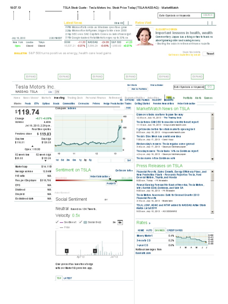 TSLA Stock Quote - Tesla Motors Inc | PDF | Futures Contract | S.A.C ...