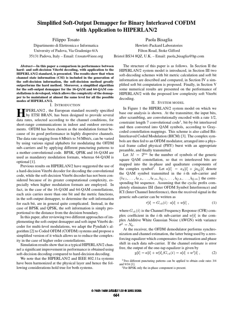 Soft Output Demapper | Download Free PDF | Orthogonal Frequency Division Multiplexing | Forward ...
