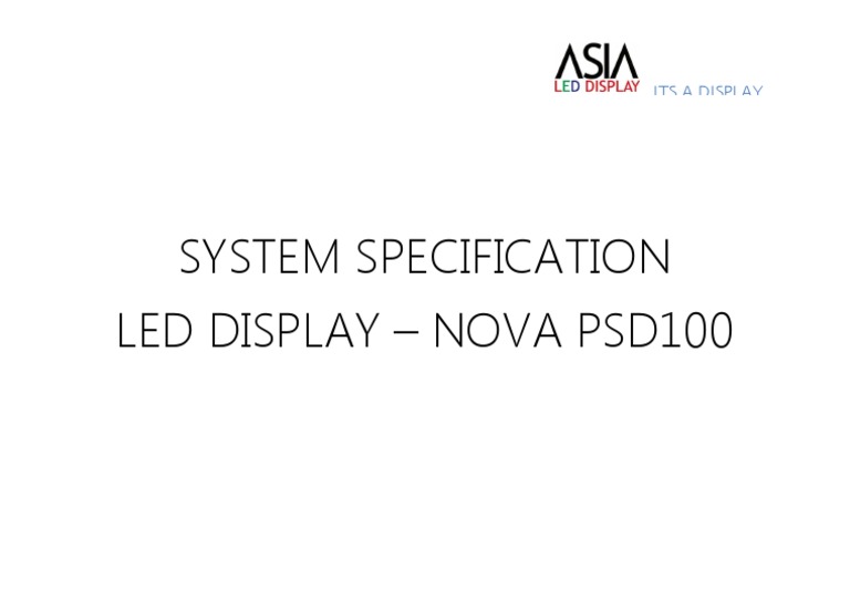 System Specification Led Display - Nova Psd100 | PDF