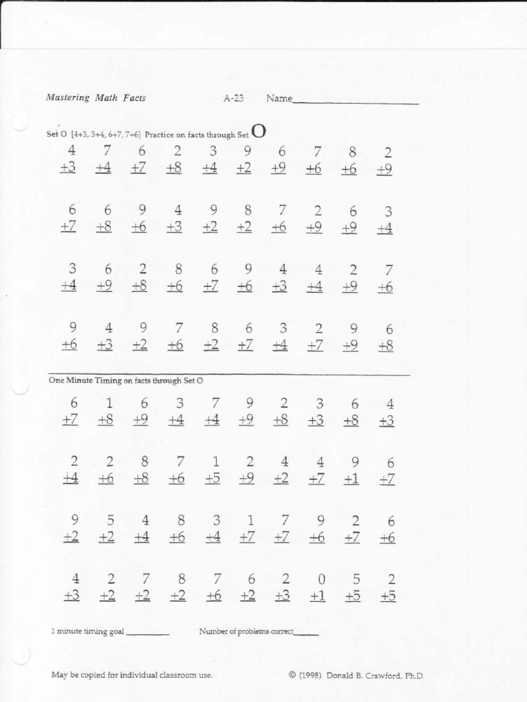 Mastering Addition Math Facts | PDF | Teaching Methods & Materials ...