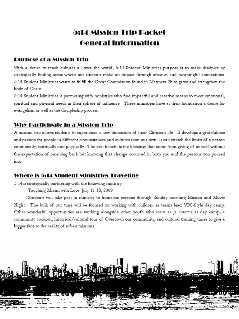 5:14 Mission Trip Packet General Information | PDF
