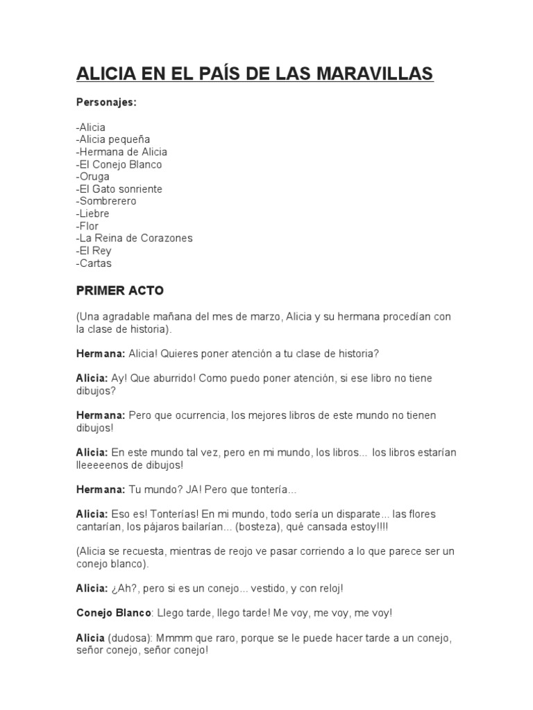 Alicia en El País de Las Maravillas | PDF | Alicia (Las aventuras de ...