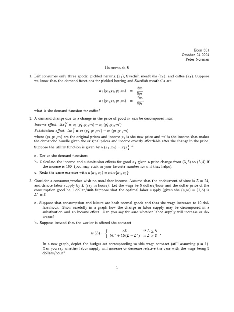 Ubc Homework 6 | Labour Economics | Economic Equilibrium