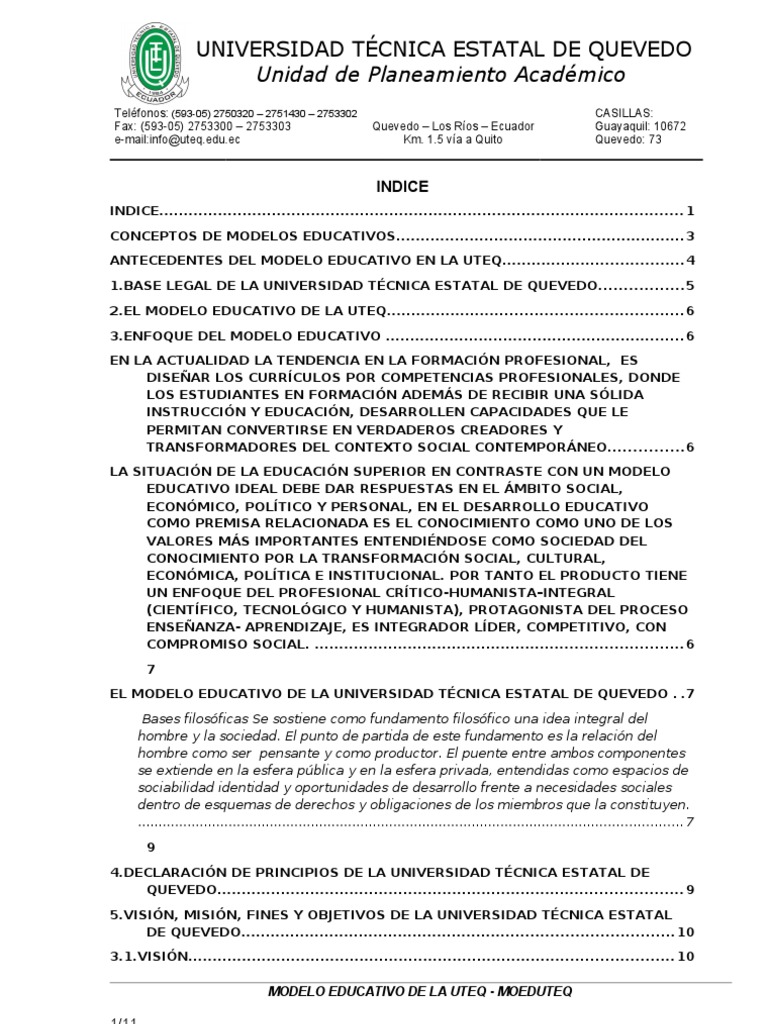 Modelo Educativo de la UTEQ | PDF | Ecuador | Sociedad