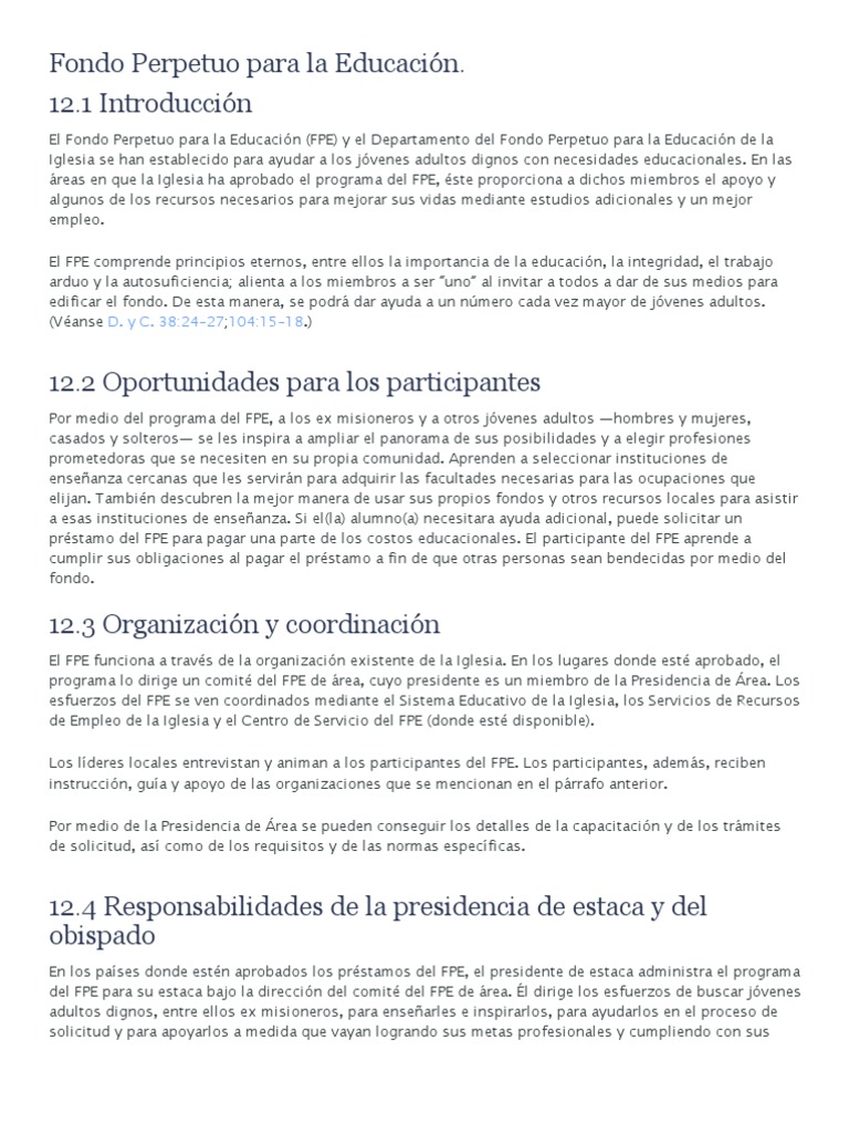 Fondo Perpetuo para La Educación PDF | PDF
