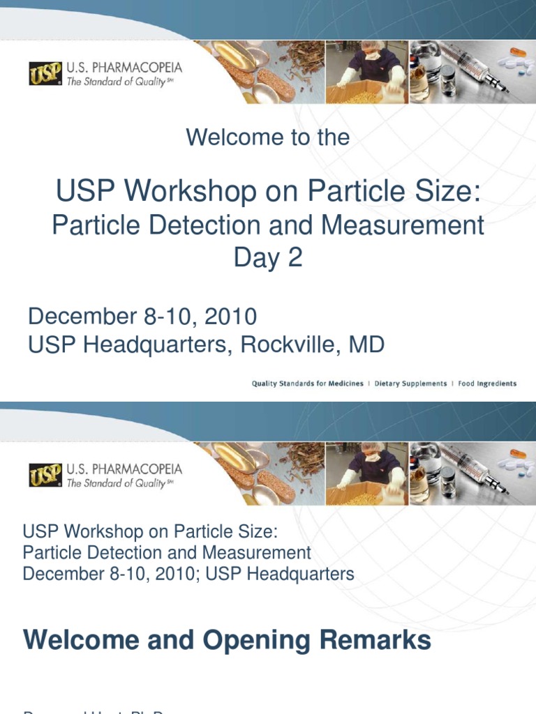 USP Workshop on Particle Size Standards | PDF | Pharmaceutical ...