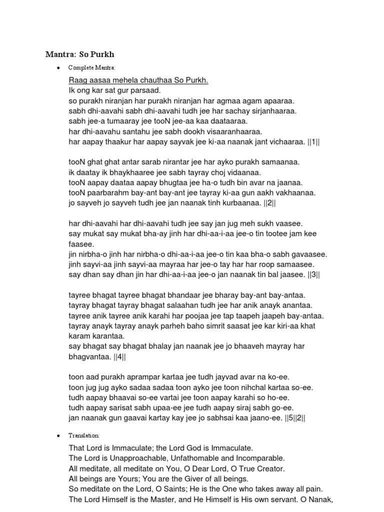 "So Purkh: Sacred Sikh Mantra Guide" | PDF | Bhakti Movement | Spirituality