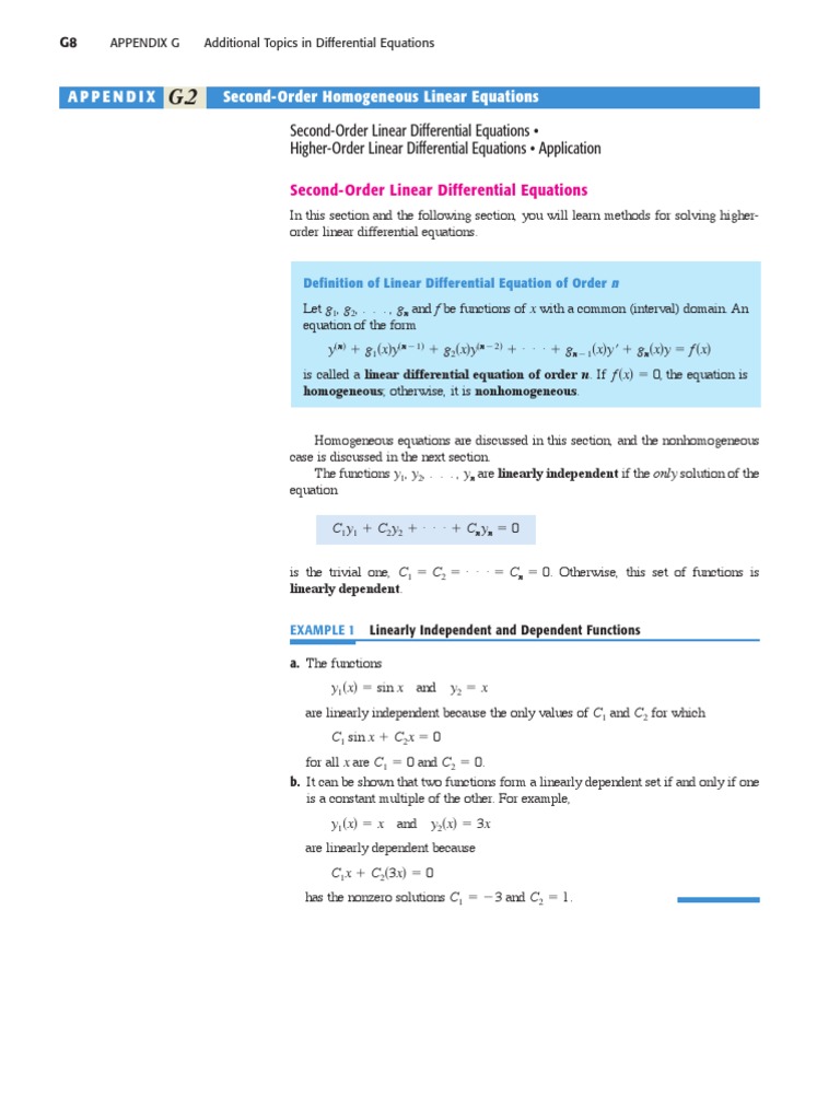 Appendix G 2 | PDF | Equations | Differential Equations