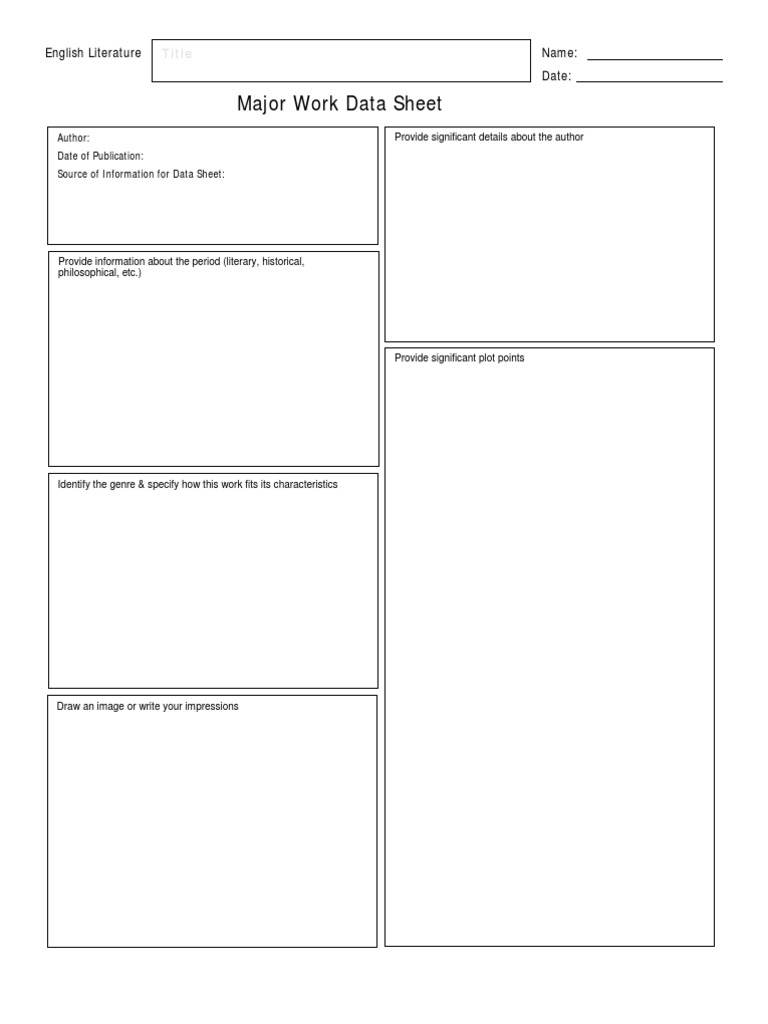 Major Work Data Sheet | PDF