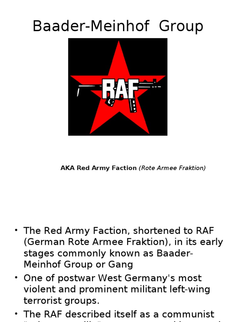 Baader-Meinhof Group: AKA Red Army Faction (Rote Armee Fraktion) | PDF