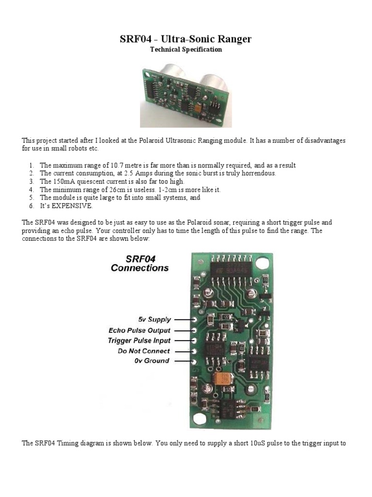Devantech Srf04 Tech | PDF | Operational Amplifier | Ultrasound