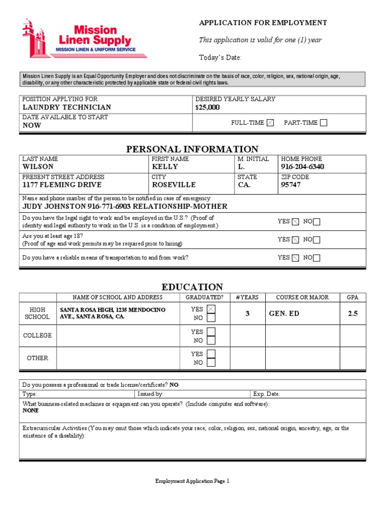 Employment Application | PDF | Race And Ethnicity In The United States ...