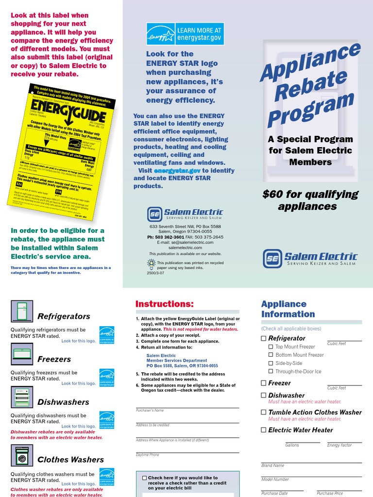 Rebate Brochure | PDF | Refrigerator | Water Heating