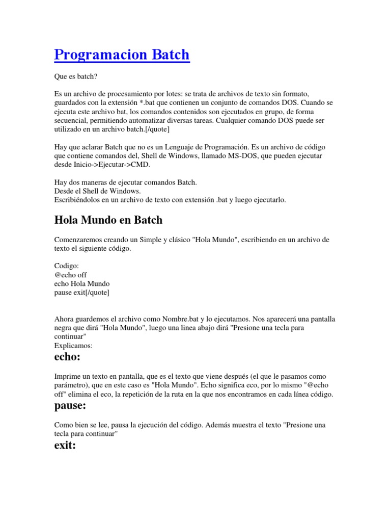 Programación Batch: Una introducción completa a la automatización de tareas y personalización ...