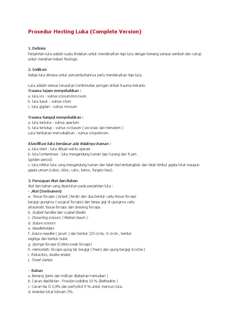 Prosedur Hecting Luka | PDF