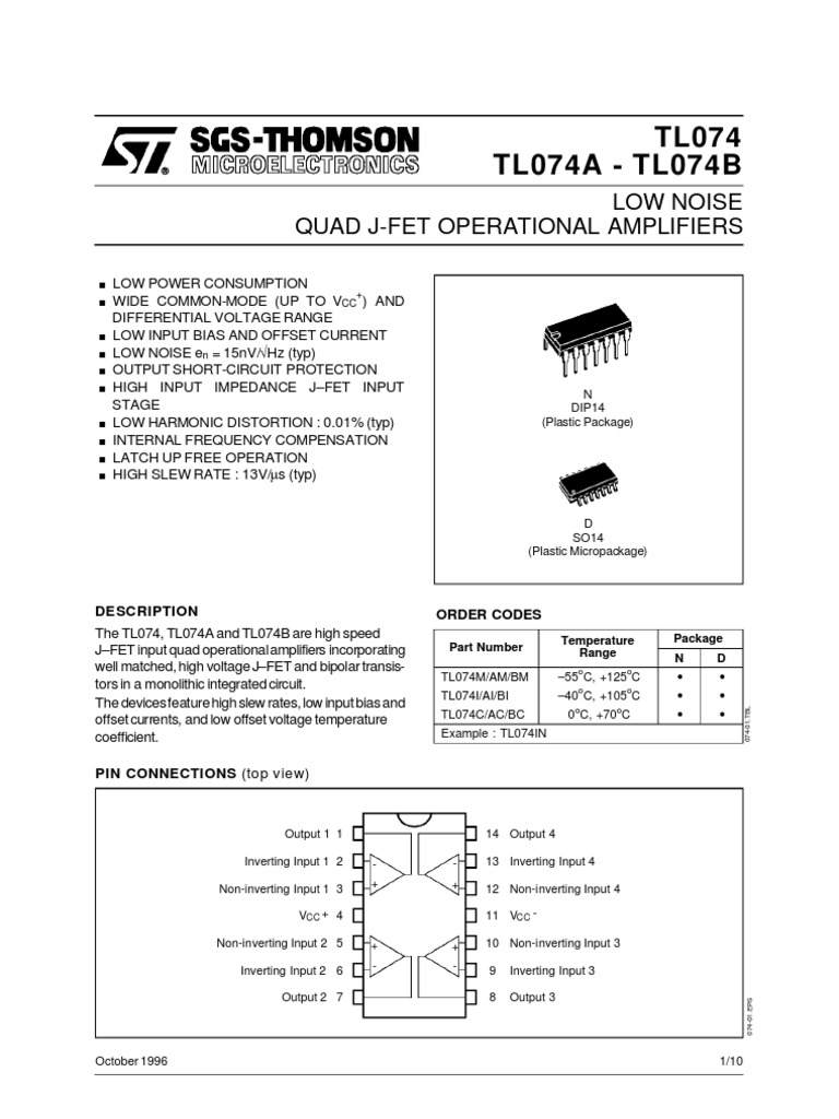 TL074 Op-Amp IC Pinout, Features, Equivalent Datasheet, 41% OFF
