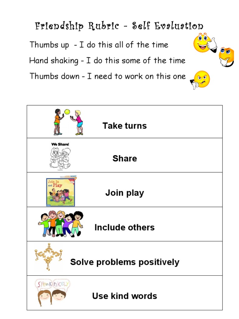 Friendship Self-Evaluation Rubric | PDF