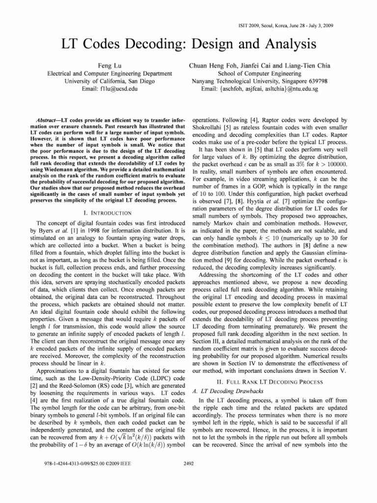 Codes Decoding: Design and Analysis: Feng Lu Chuan Heng Foh, Jianfei ...
