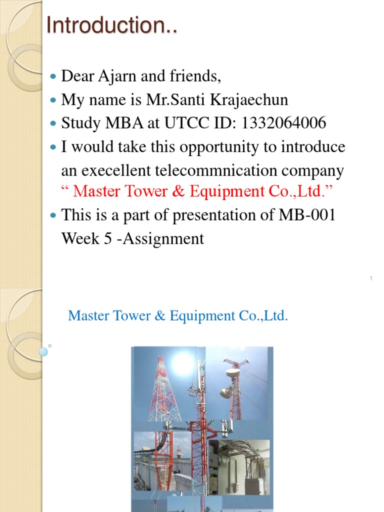 Master Tower: Telecom Tower Solutions | PDF | Entertainment (General ...