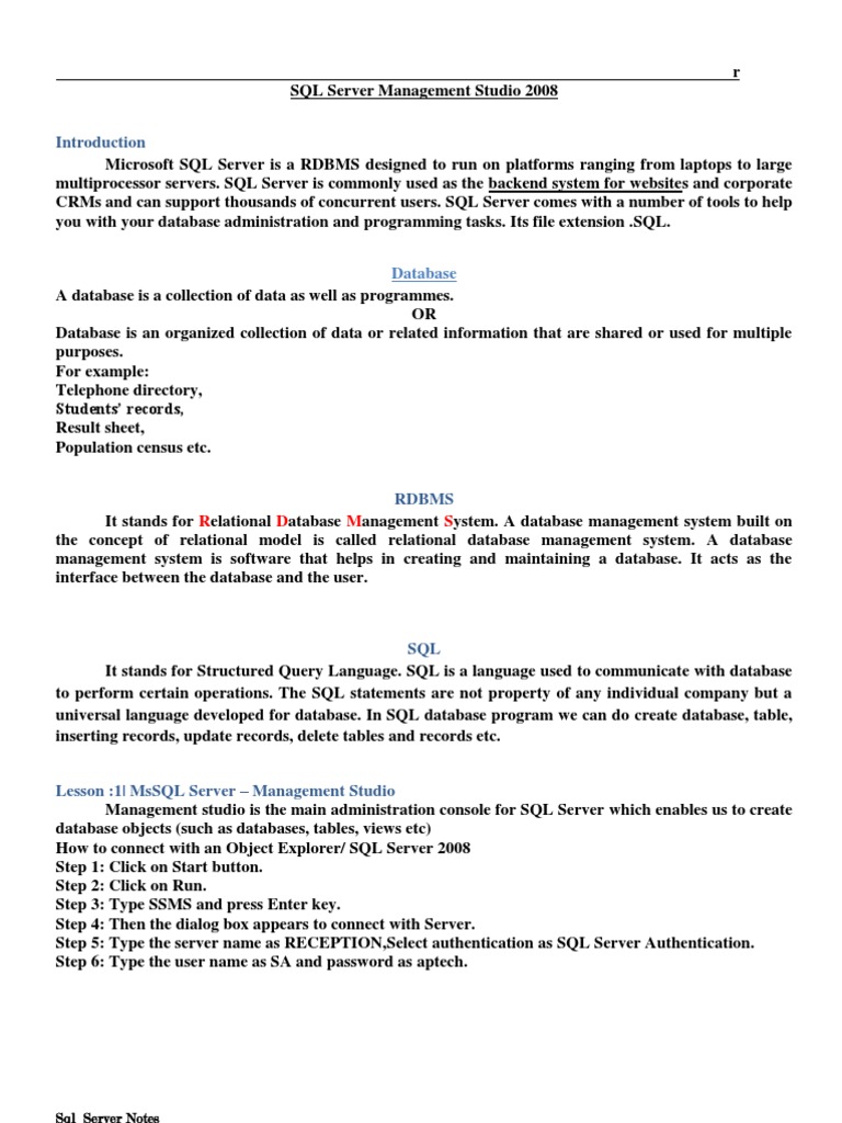SQL Server 2008 | PDF | Database Index | Databases