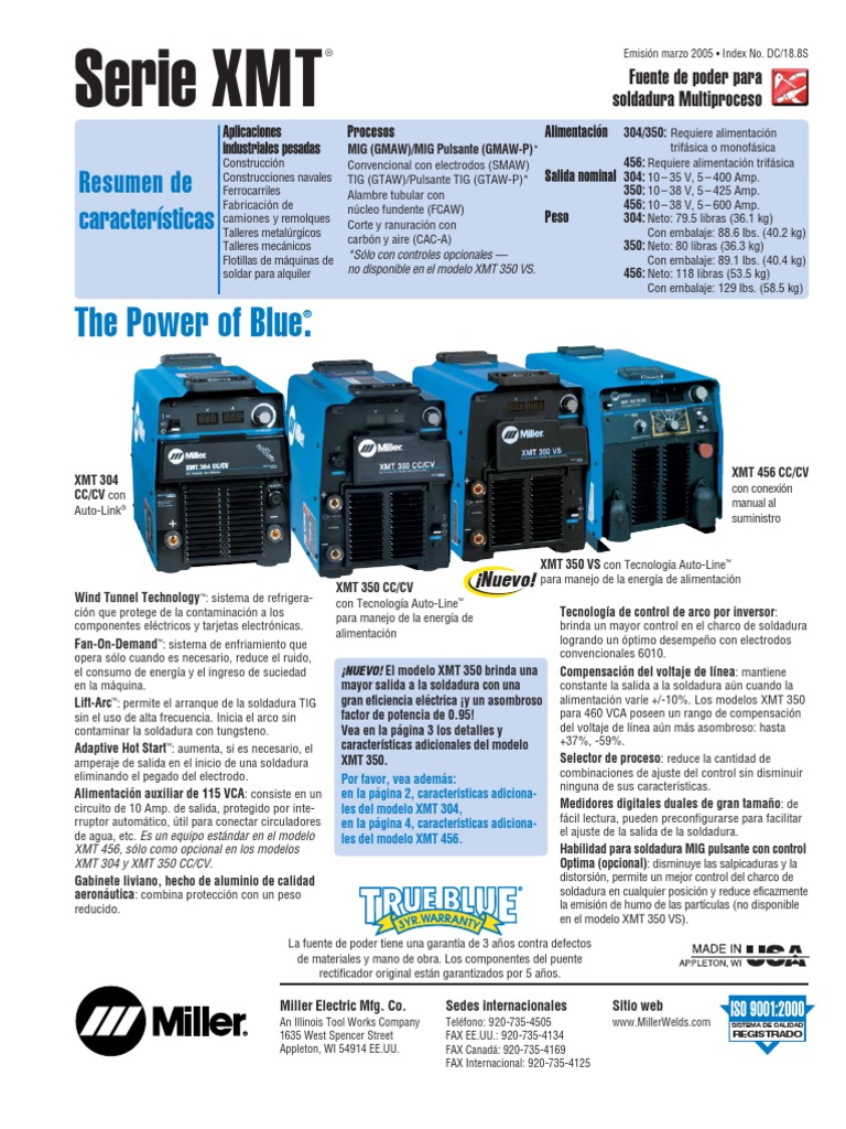 Miller XMT 456 | PDF | Corriente continua | Soldadura