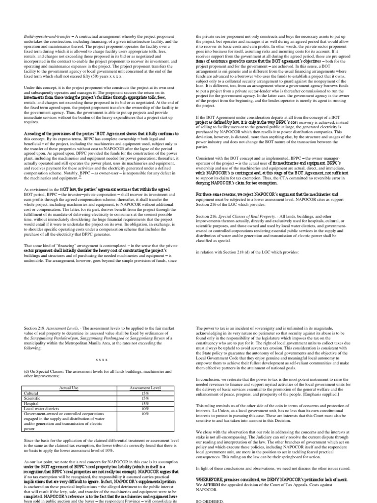 Analysis of a Build-Operate-Transfer Agreement and its Compliance with ...