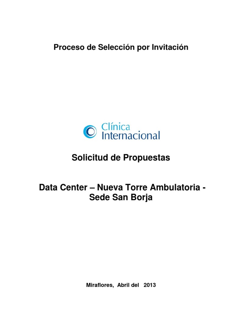 RFP Data Center Nueva Torre Ambulatoria | PDF | Centro de datos | Red ...