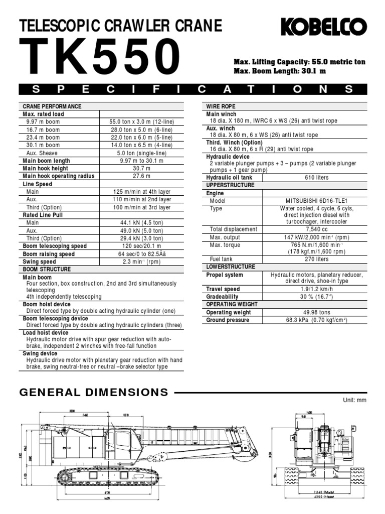 60 Ton TK550 | Download Free PDF | Crane (Machine) | Machines