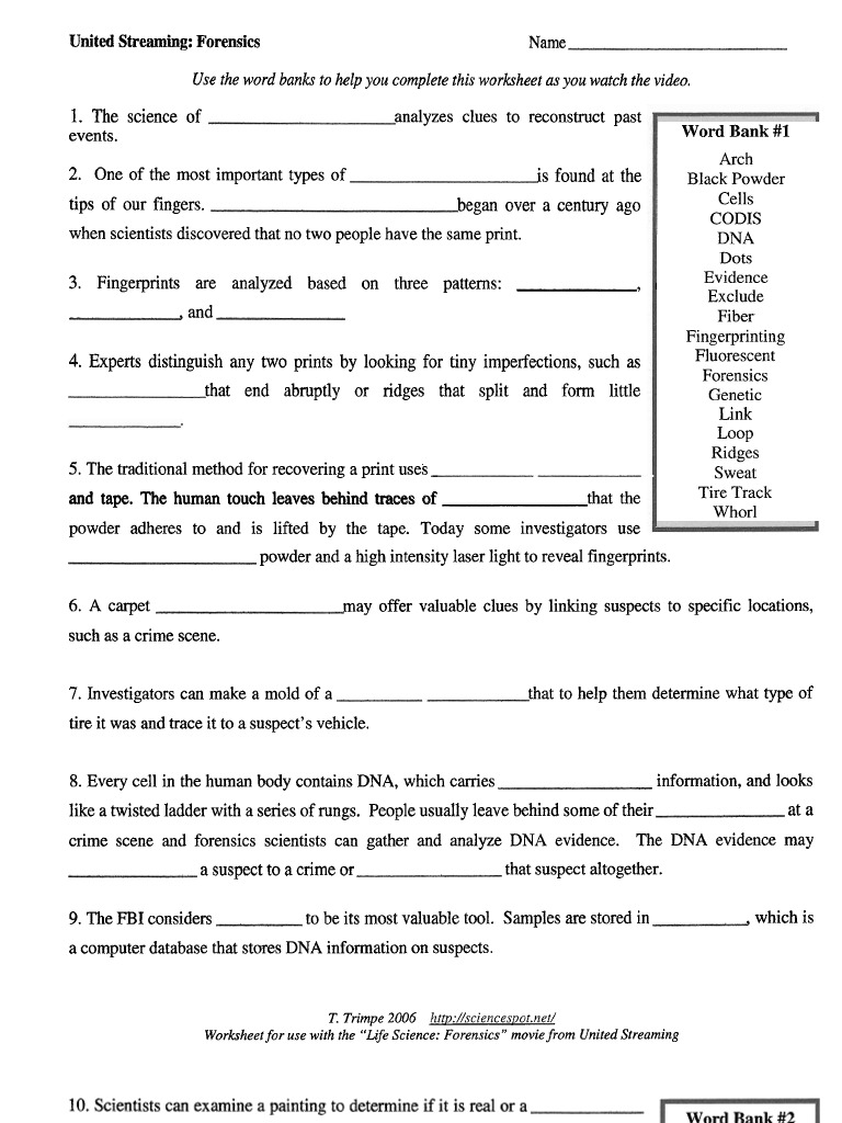 Forensic Science Video Worksheet | PDF | Forensic Science | Fingerprint