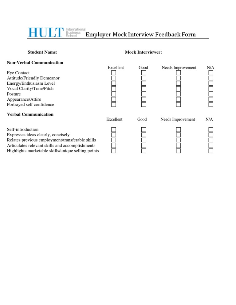 Mock Interview Feedback Form | PDF