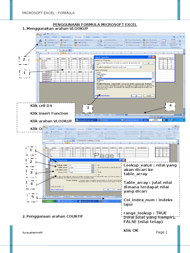 Nota Penggunaan Formula Excel | PDF