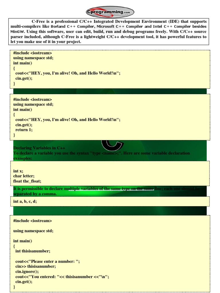 Borland C++ Compiler Microsoft C++ Compiler and Intel C++ Compiler Besides Mingw | PDF | C ...