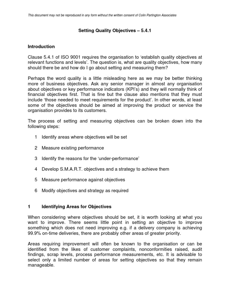 Setting Quality Objectives | PDF