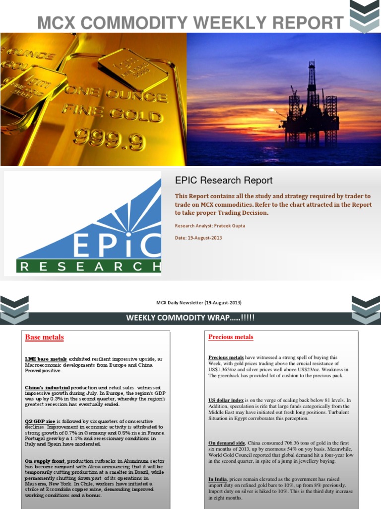MCX Weekly Commodity Trading Insights | PDF | Finance & Money Management