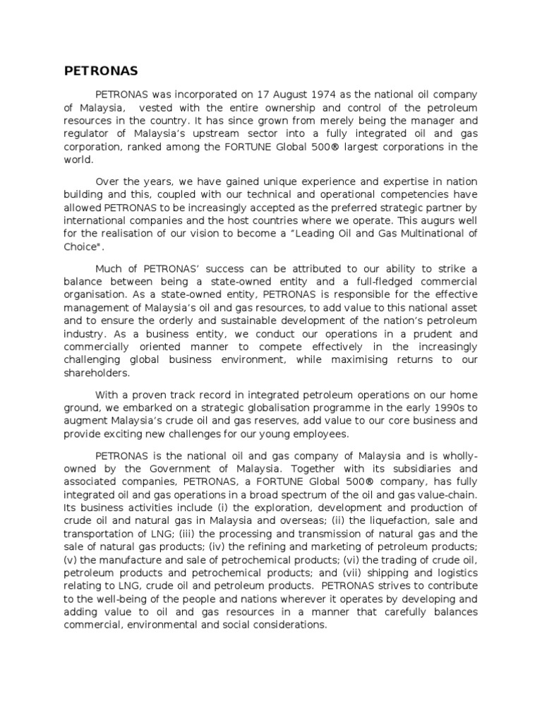 PETRONAS | PDF | Liquefied Natural Gas | Natural Gas