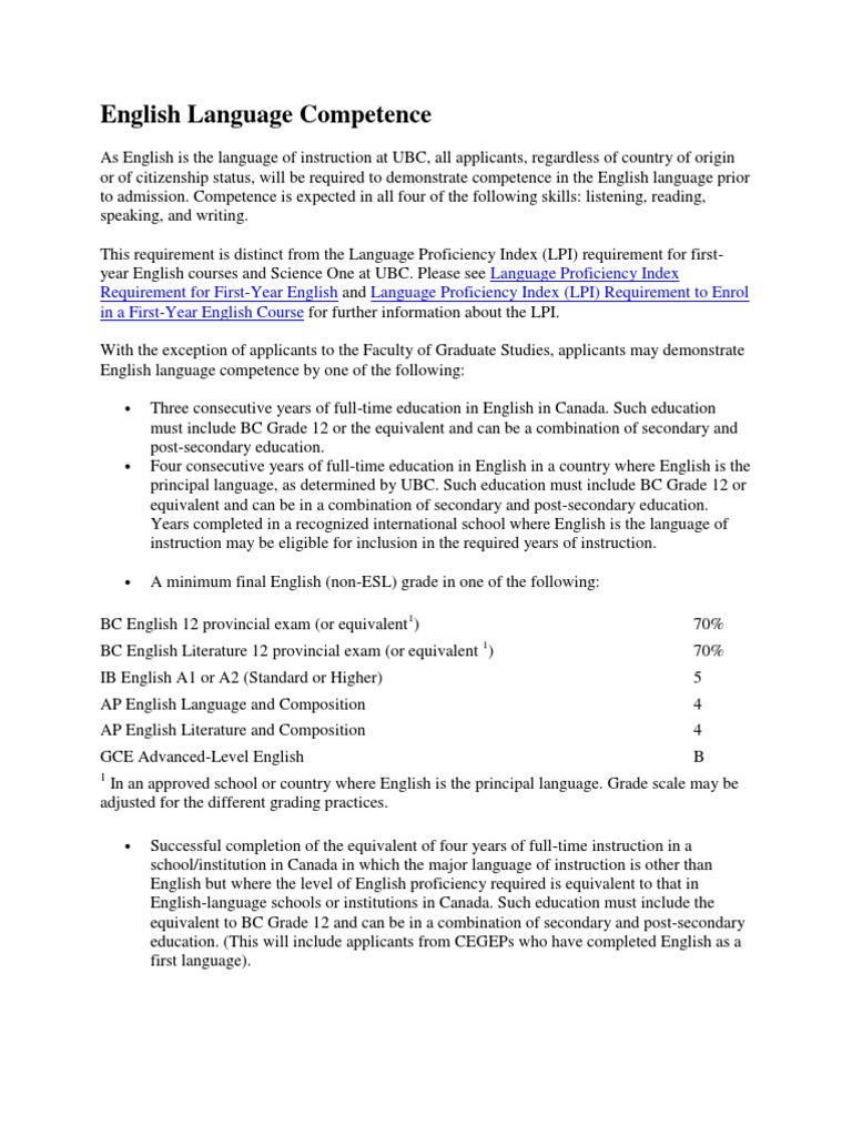 English Language Competence.docx | Test (Assessment) | Higher Education