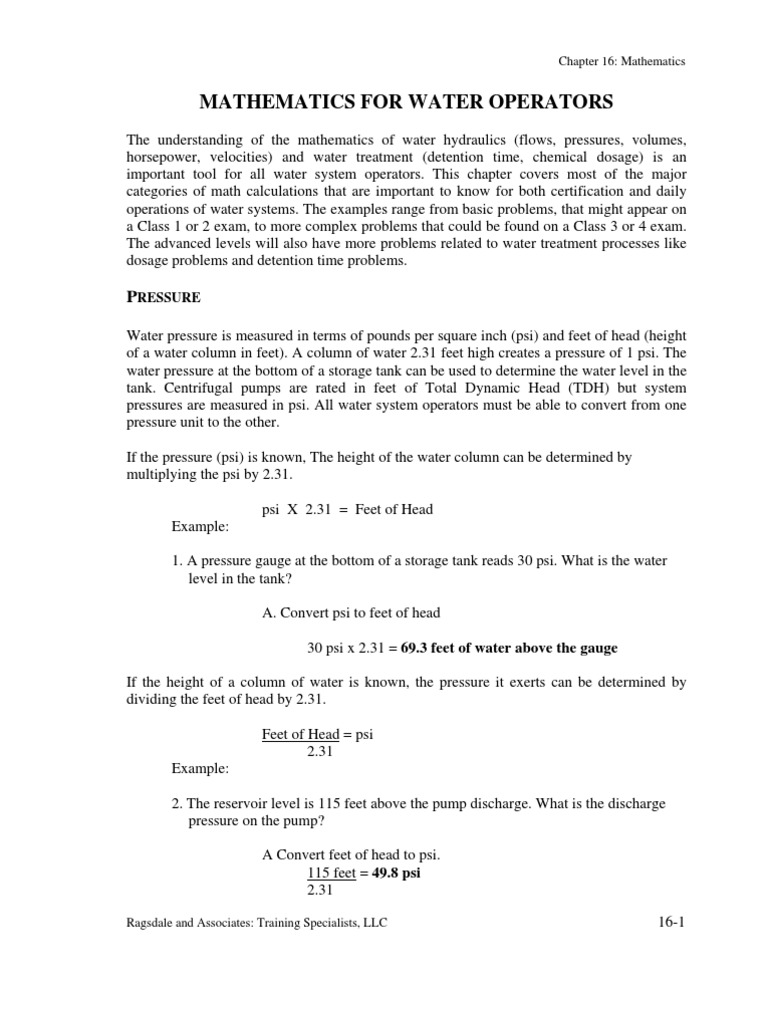 Chapter 16 - Math For Water Operators | Download Free PDF | Horsepower ...
