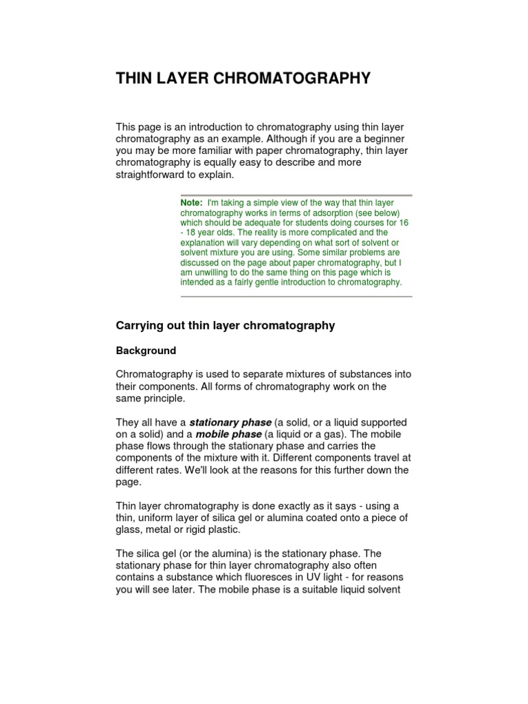 Thin Layer Chromatograph1 | PDF | Thin Layer Chromatography ...