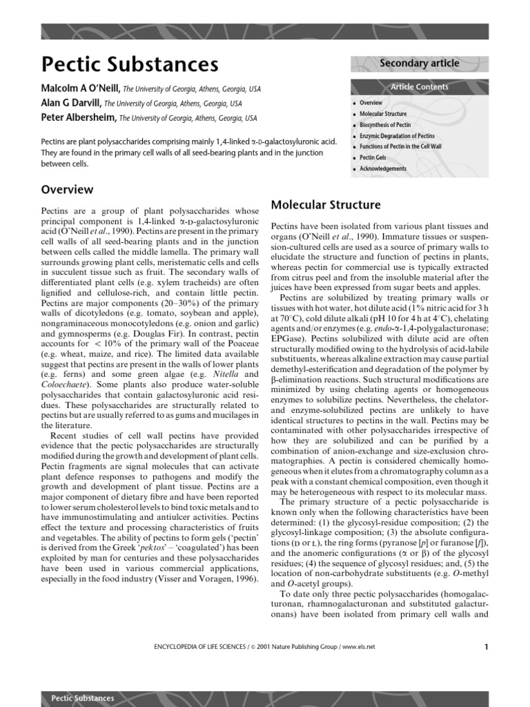 Pectic Substances PDF | PDF | Amino Acid | Polysaccharide